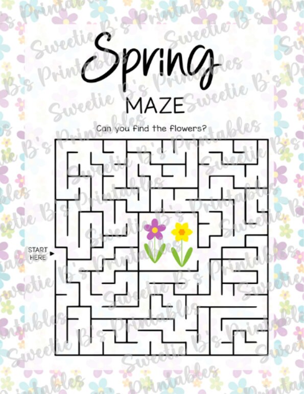 INSTANT DOWNLOAD Spring Maze Printable Spring Game Printable Spring ...