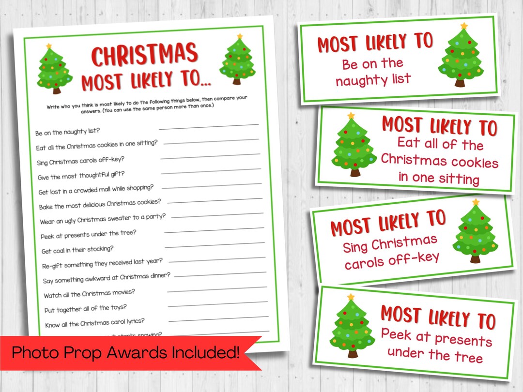 INSTANT DOWNLOAD Christmas Most Likely to Printable - Holiday Game ...