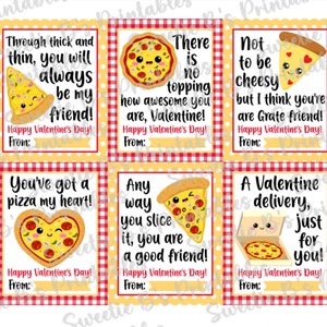 INSTANT DOWNLOAD - Pizza Valentine Card Printable - Kids Printable ...