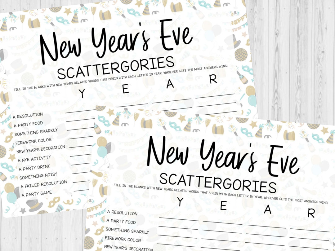 INSTANT DOWNLOAD New Year's Eve Scattergories Printable Game Bundle ...