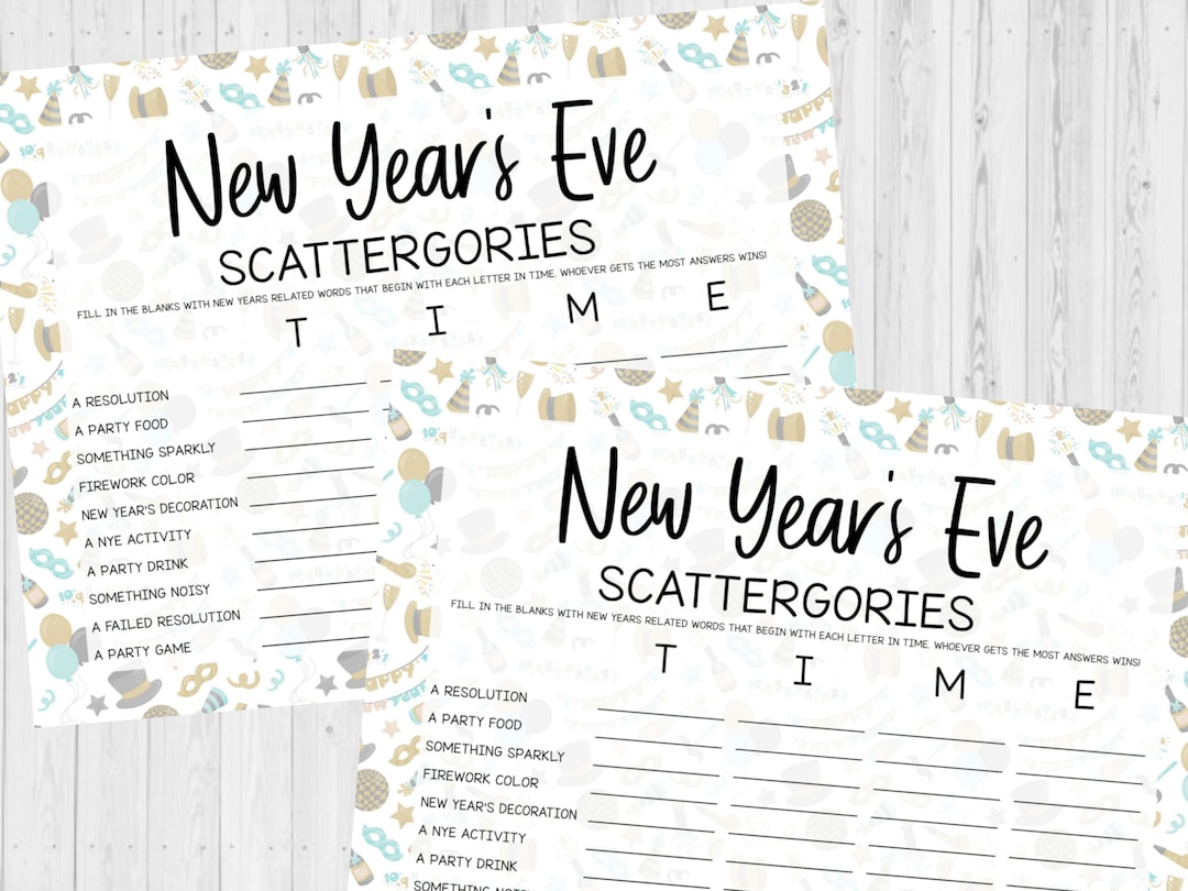 INSTANT DOWNLOAD New Year's Eve Scattergories Printable Game Bundle ...