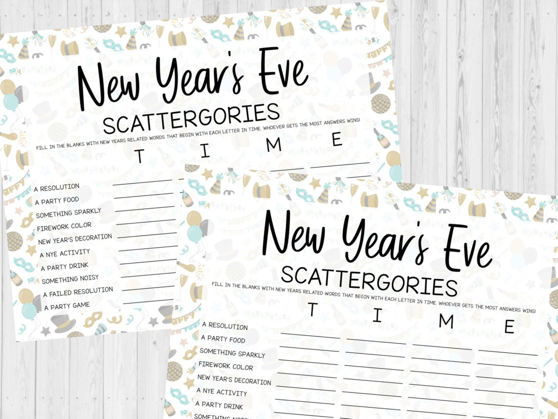 INSTANT DOWNLOAD New Year's Eve Scattergories Printable Game Bundle ...