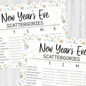 INSTANT DOWNLOAD New Year's Eve Scattergories Printable Game Bundle ...