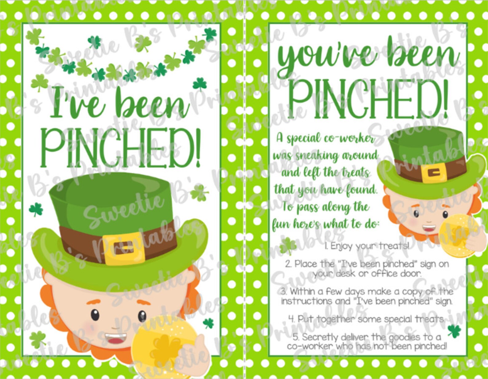 INSTANT DOWNLOAD St Patrick's Day I've Been Pinched Printable ...