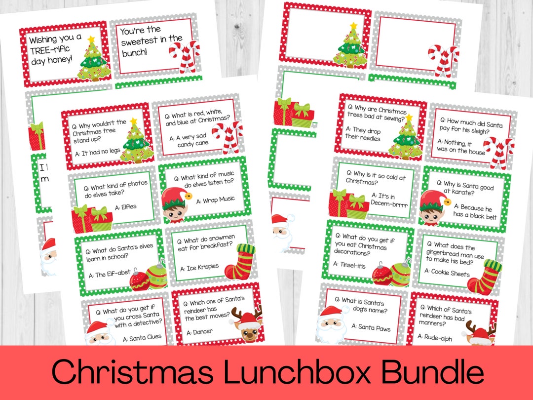 INSTANT DOWNLOAD Christmas Lunchbox Jokes + Notes Printable Bundle ...