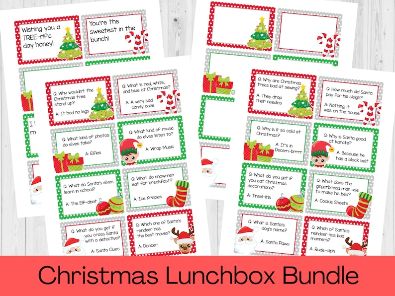 INSTANT DOWNLOAD Christmas Lunchbox Jokes + Notes Printable Bundle ...