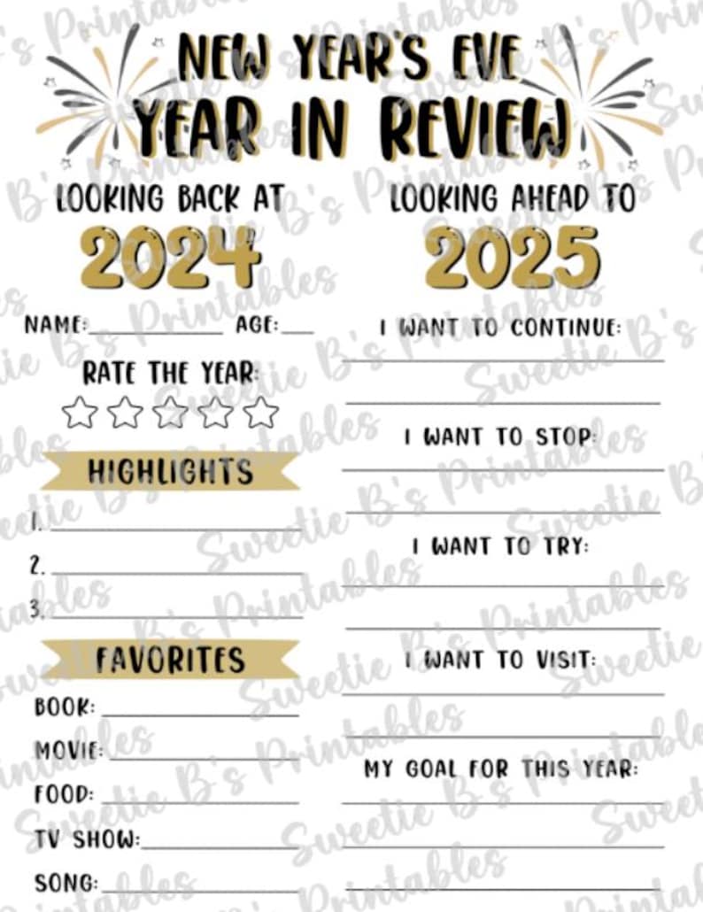INSTANT DOWNLOAD - All About My 2024 Printable - Year in Review ...