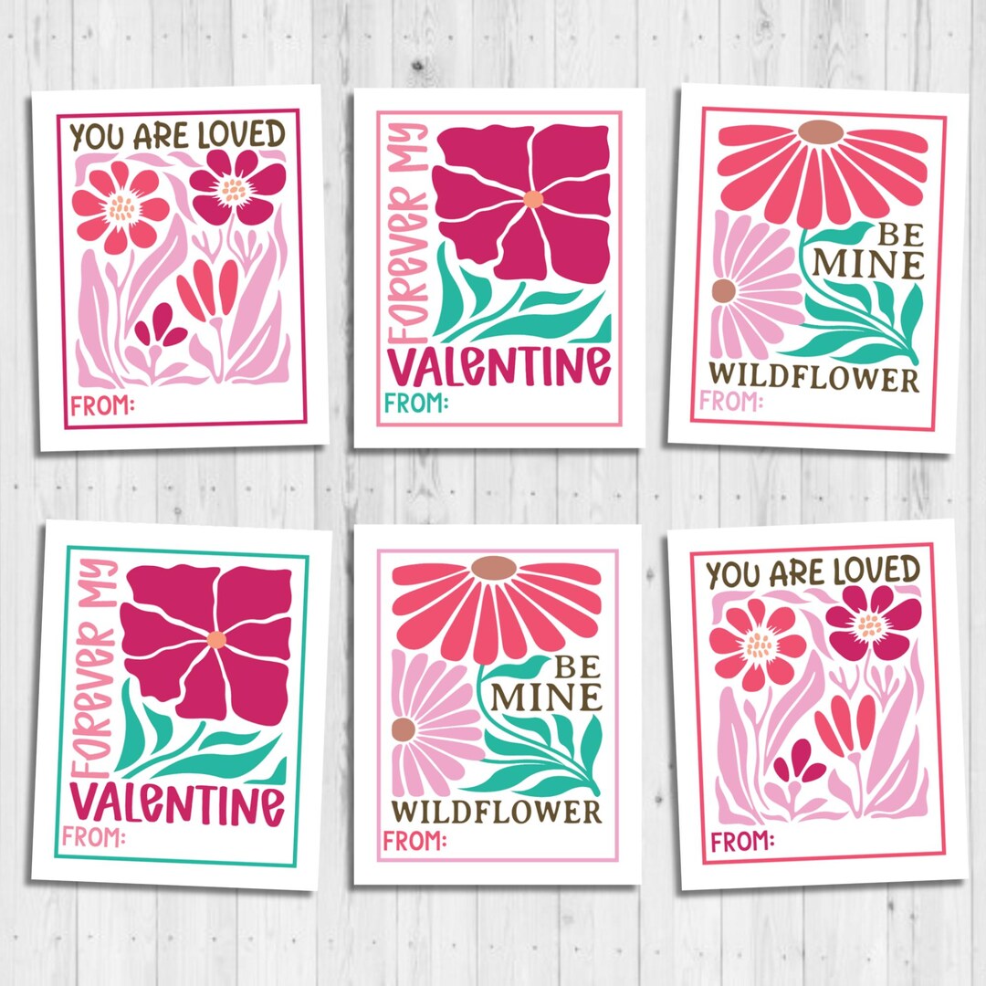 INSTANT DOWNLOAD - Boho Floral Valentine Card Printable - Kids ...