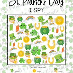 INSTANT DOWNLOAD St Patrick's Day I Spy Printable - St Patrick's Day ...