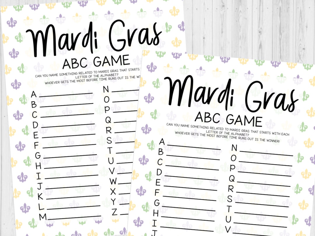INSTANT DOWNLOAD Mardi Gras ABC Game Printable - Mardi Gras Game ...