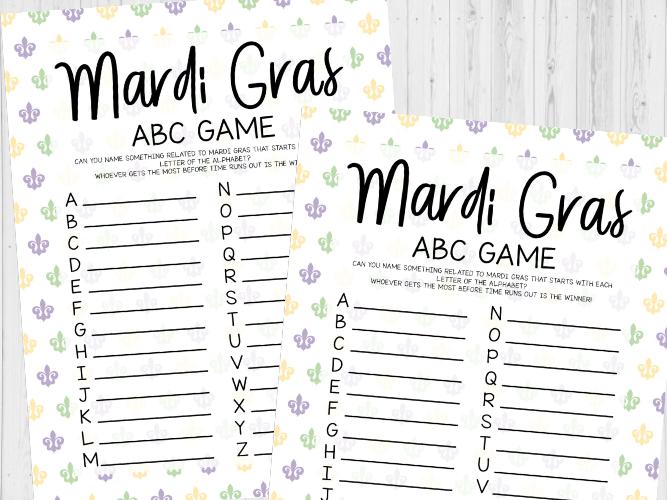 INSTANT DOWNLOAD Mardi Gras ABC Game Printable Mardi Gras Game ...