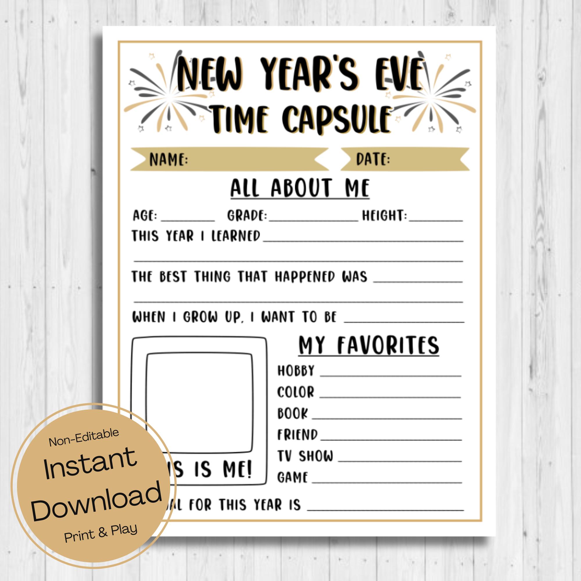 INSTANT DOWNLOAD - 2024 Time Capsule Worksheet - Year in Review ...