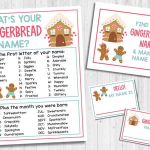 INSTANT DOWNLOAD What's Your Gingerbread Name Printable - Holiday Party ...