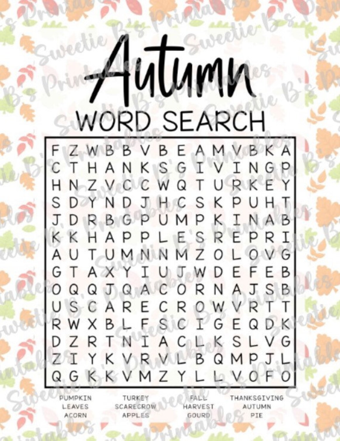 INSTANT DOWNLOAD Autumn Activity Sheet Printable Autumn Game - Etsy
