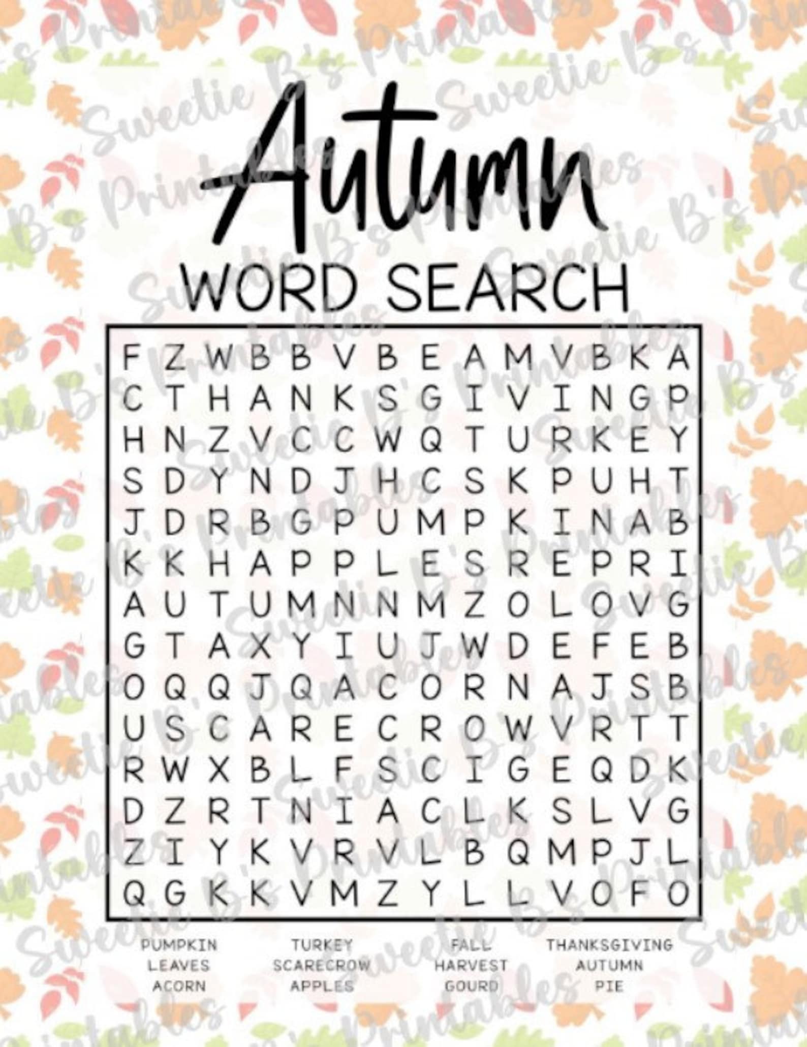 INSTANT DOWNLOAD Autumn Activity Sheet Printable Autumn Game - Etsy