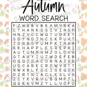 INSTANT DOWNLOAD Autumn Activity Sheet Printable - Autumn Game ...