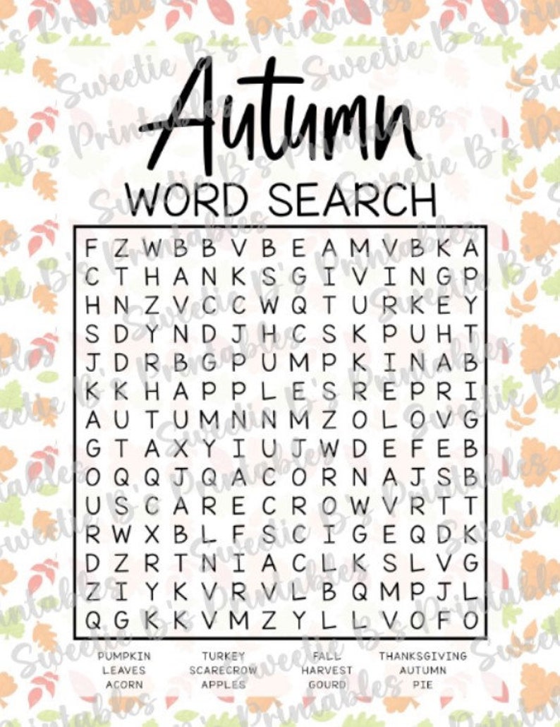INSTANT DOWNLOAD Autumn Activity Sheet Printable Autumn Game - Etsy