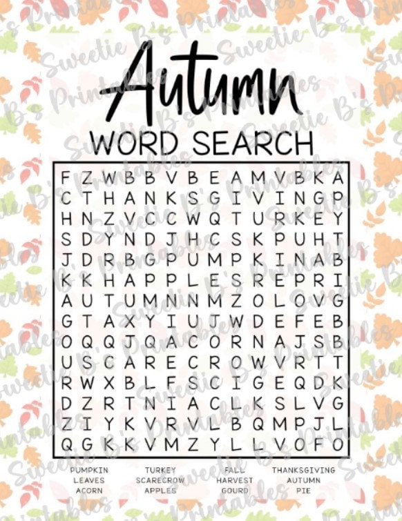 INSTANT DOWNLOAD Autumn Activity Sheet Printable Autumn Game - Etsy
