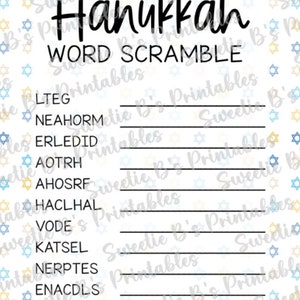 INSTANT DOWNLOAD Hanukkah Word Scramble Game Printable - Hanukkah Game ...