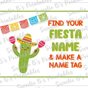 INSTANT DOWNLOAD What's Your Fiesta Name Printable - Cinco De Mayo ...