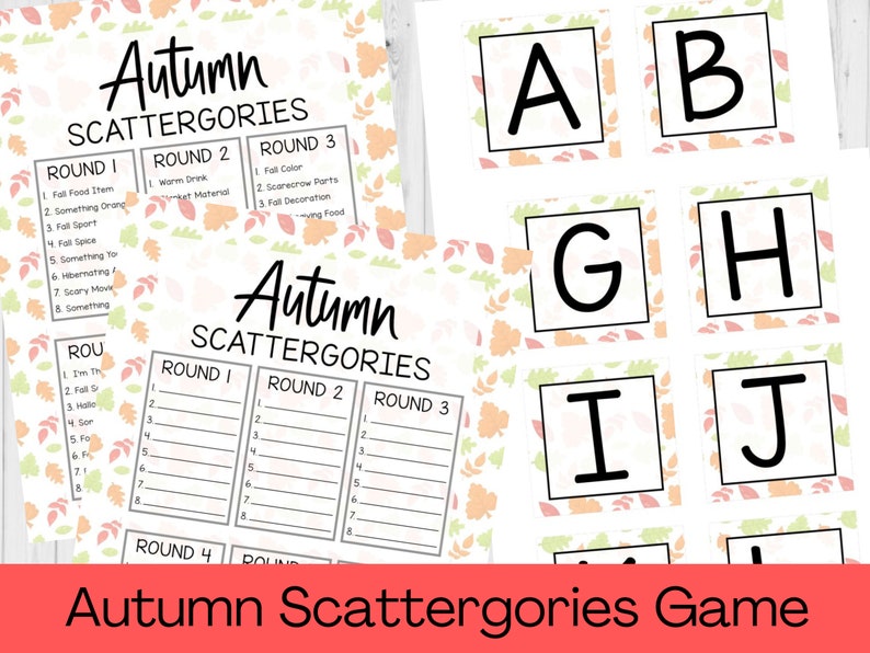 INSTANT DOWNLOAD Autumn Scattergories Printable Game - Autumn Game ...