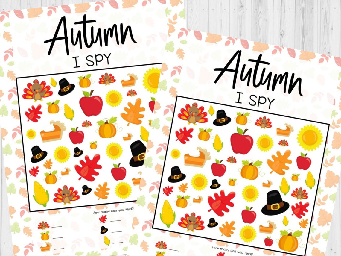 INSTANT DOWNLOAD Autumn I Spy Printable - Autumn Game Printable ...