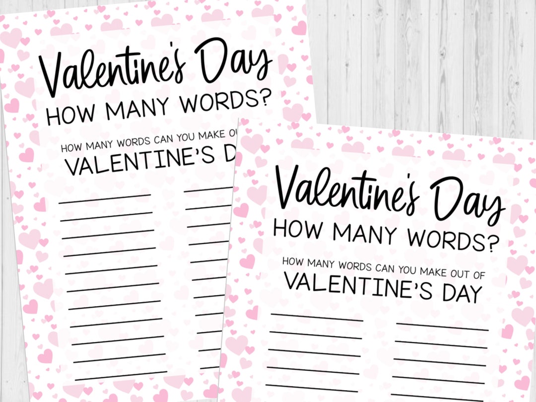 INSTANT DOWNLOAD Valentine's Day How Many Words Game Printable ...