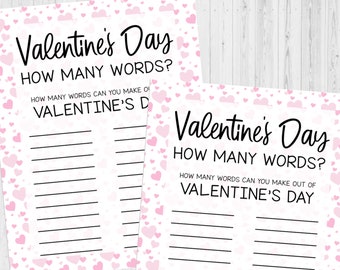 Valentine's Day How Many Words Printable Game - Etsy