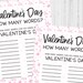 INSTANT DOWNLOAD Valentine's Day How Many Words Game Printable ...