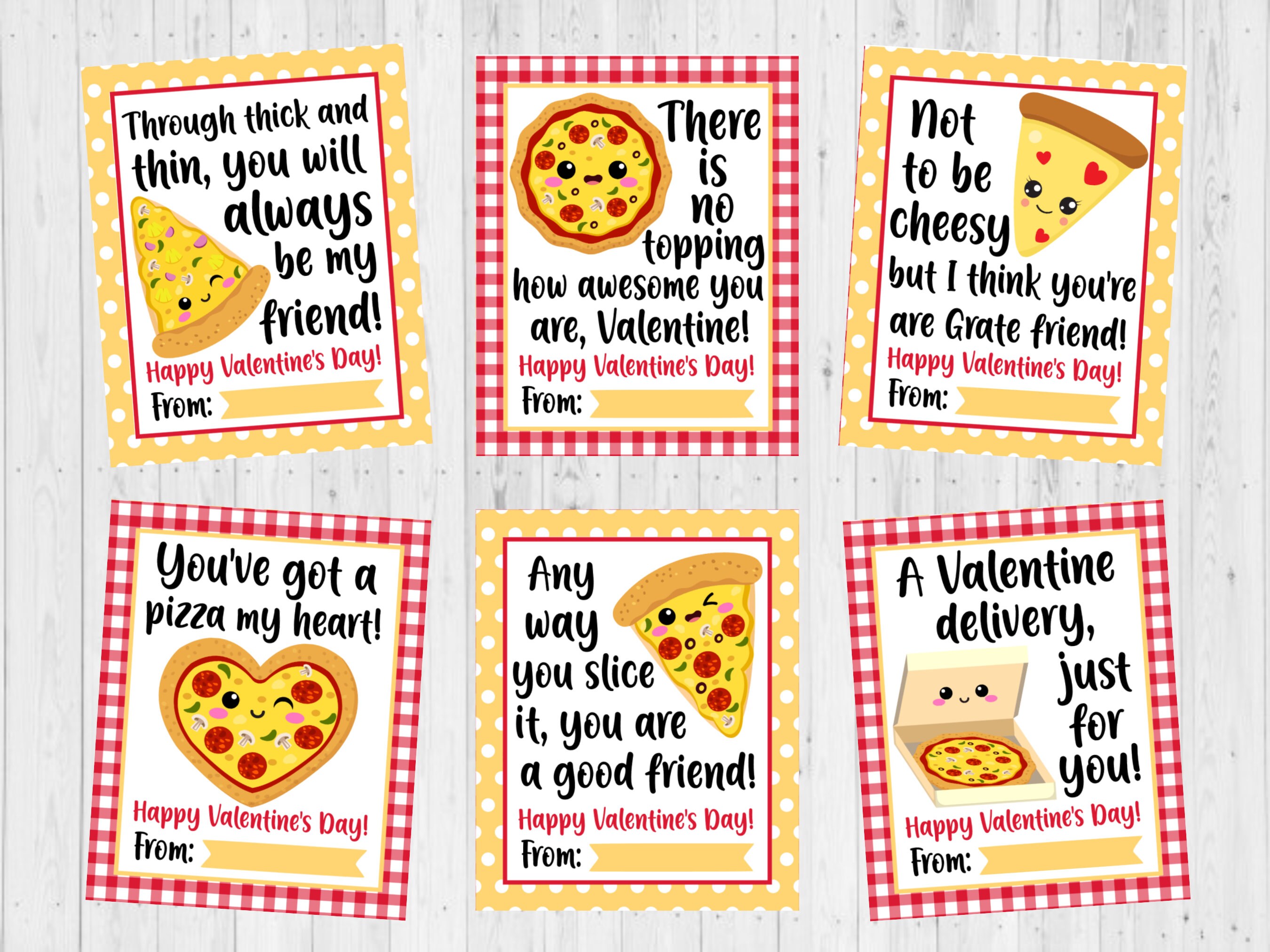 INSTANT DOWNLOAD Pizza Valentine Card Printable Kids Printable ...