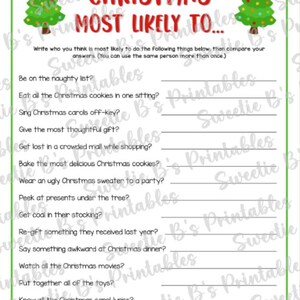 INSTANT DOWNLOAD Christmas Most Likely to Printable - Holiday Game ...