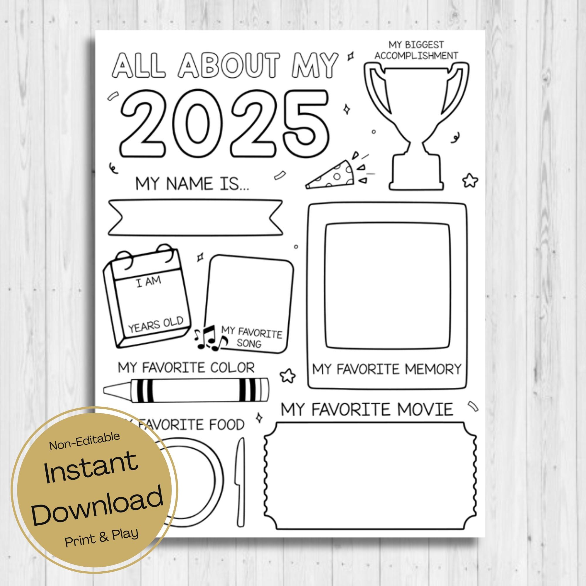 INSTANT DOWNLOAD - All About My 2025 Printable - Classroom Holiday ...