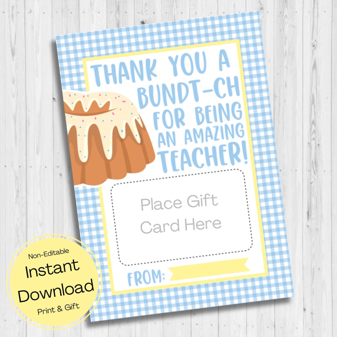 INSTANT DOWNLOAD- 5x7 Teacher Appreciation Gift Card Printable ...