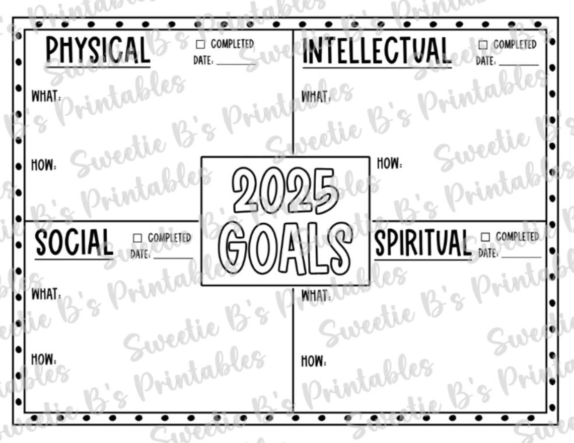 INSTANT DOWNLOAD - 2025 Goals Worksheet Printable - Yearly Goals ...