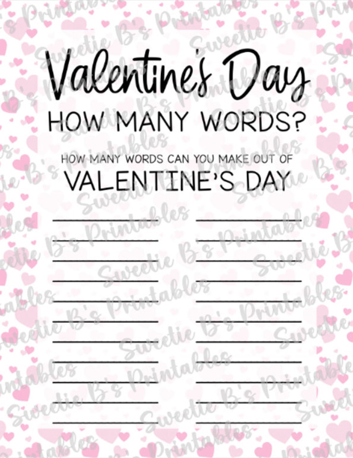 INSTANT DOWNLOAD Valentine's Day Activity Sheet Printable - Valentine's ...