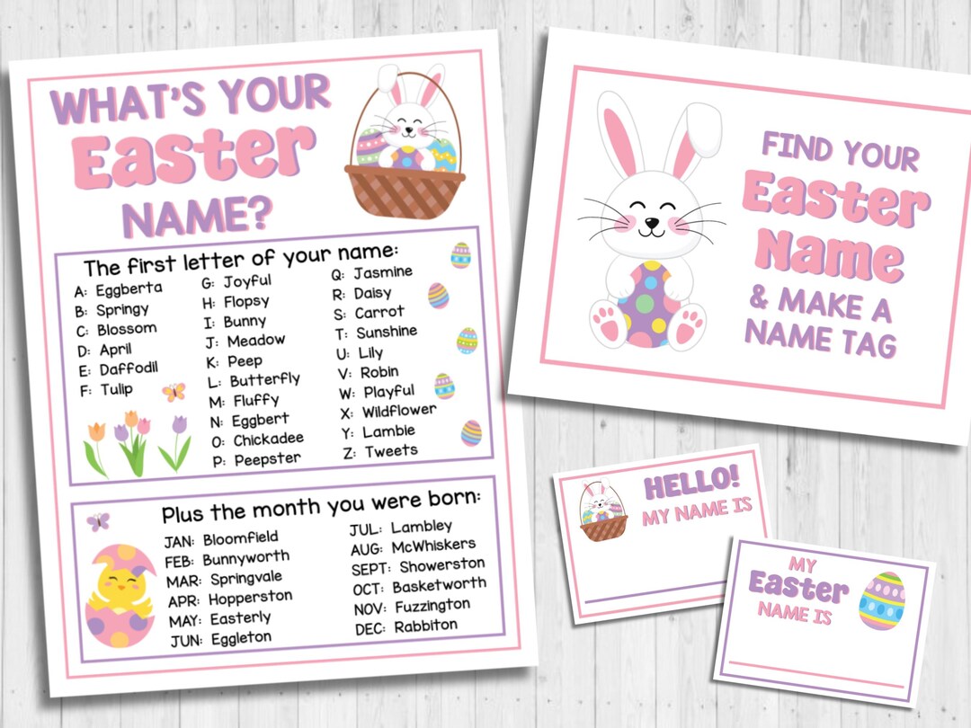 INSTANT DOWNLOAD What's Your Easter Name Printable - Easter Party Game ...