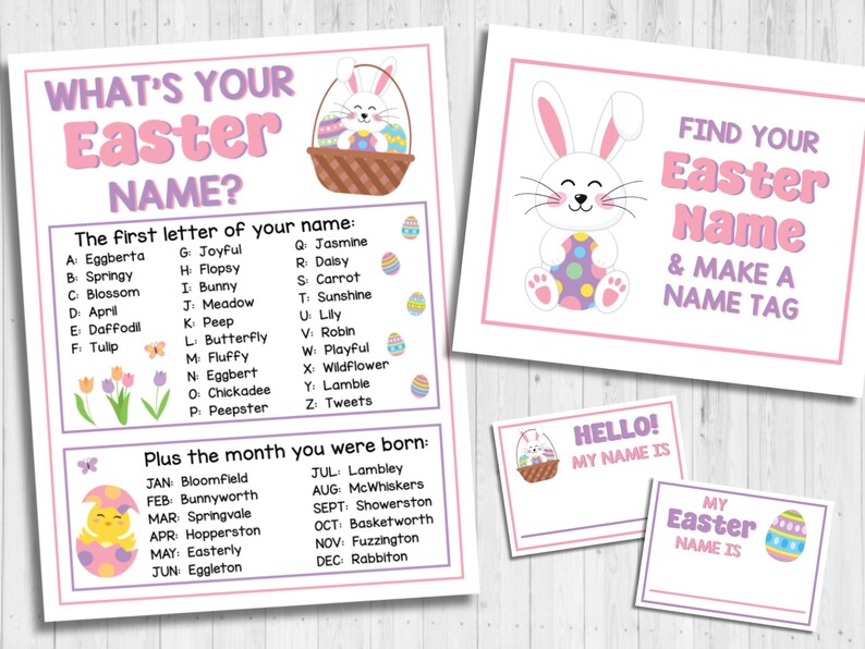 INSTANT DOWNLOAD What's Your Easter Name Printable - Easter Party Game ...