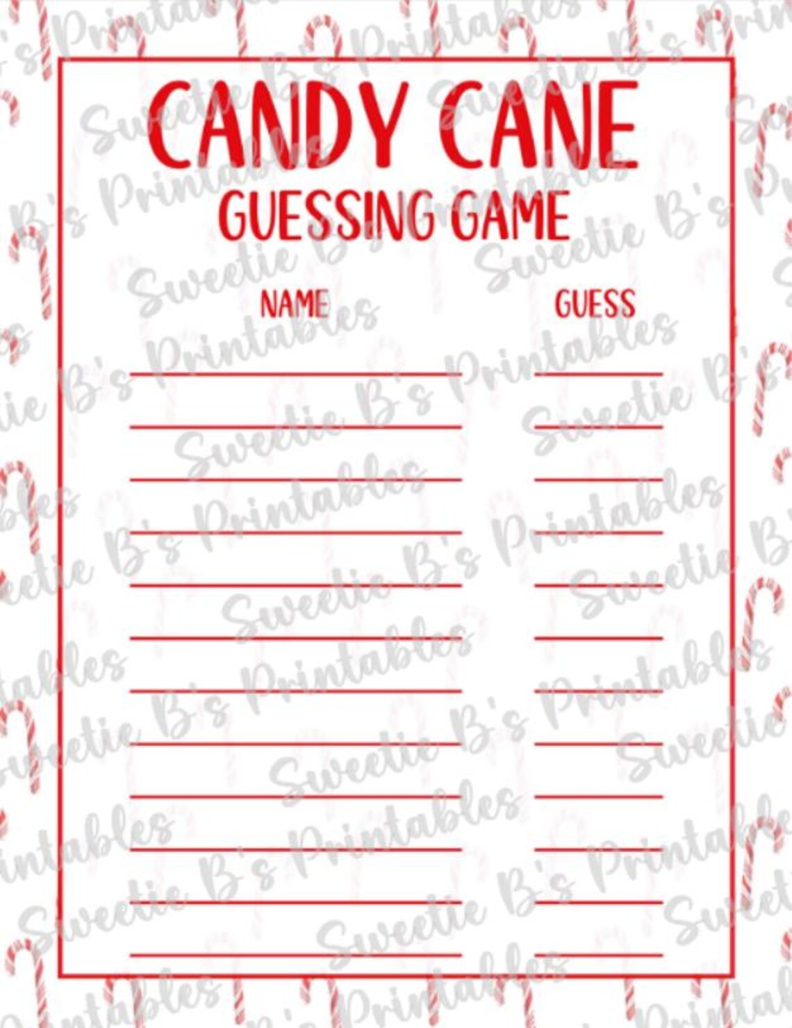 INSTANT DOWNLOAD Guess How Many Candy Canes Printable - Holiday ...