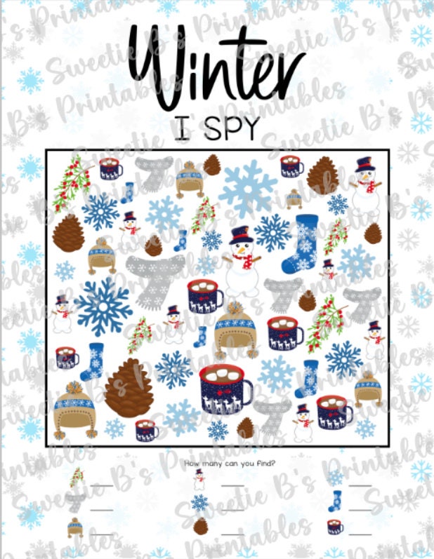 INSTANT DOWNLOAD Winter I Spy Printable - Winter Game Printable ...