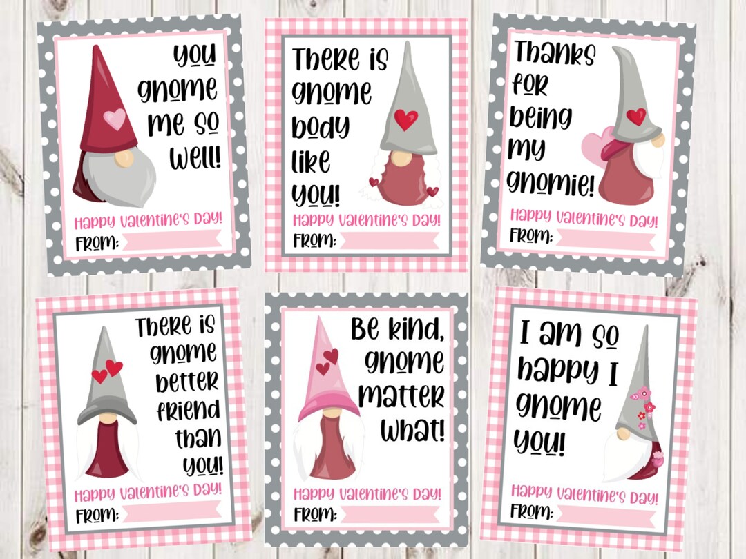 INSTANT DOWNLOAD - Gnome Valentine Card Printable - Kids Printable ...