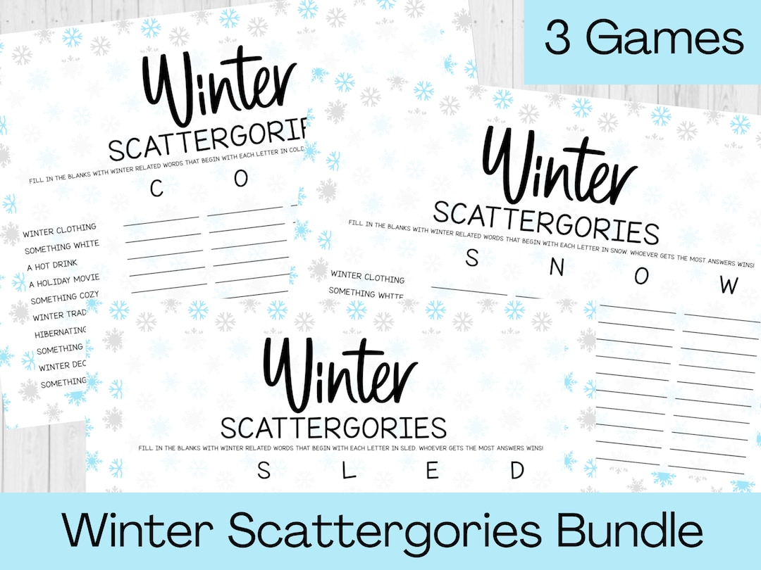 INSTANT DOWNLOAD Winter Scattergories Printable Game Bundle - Winter ...