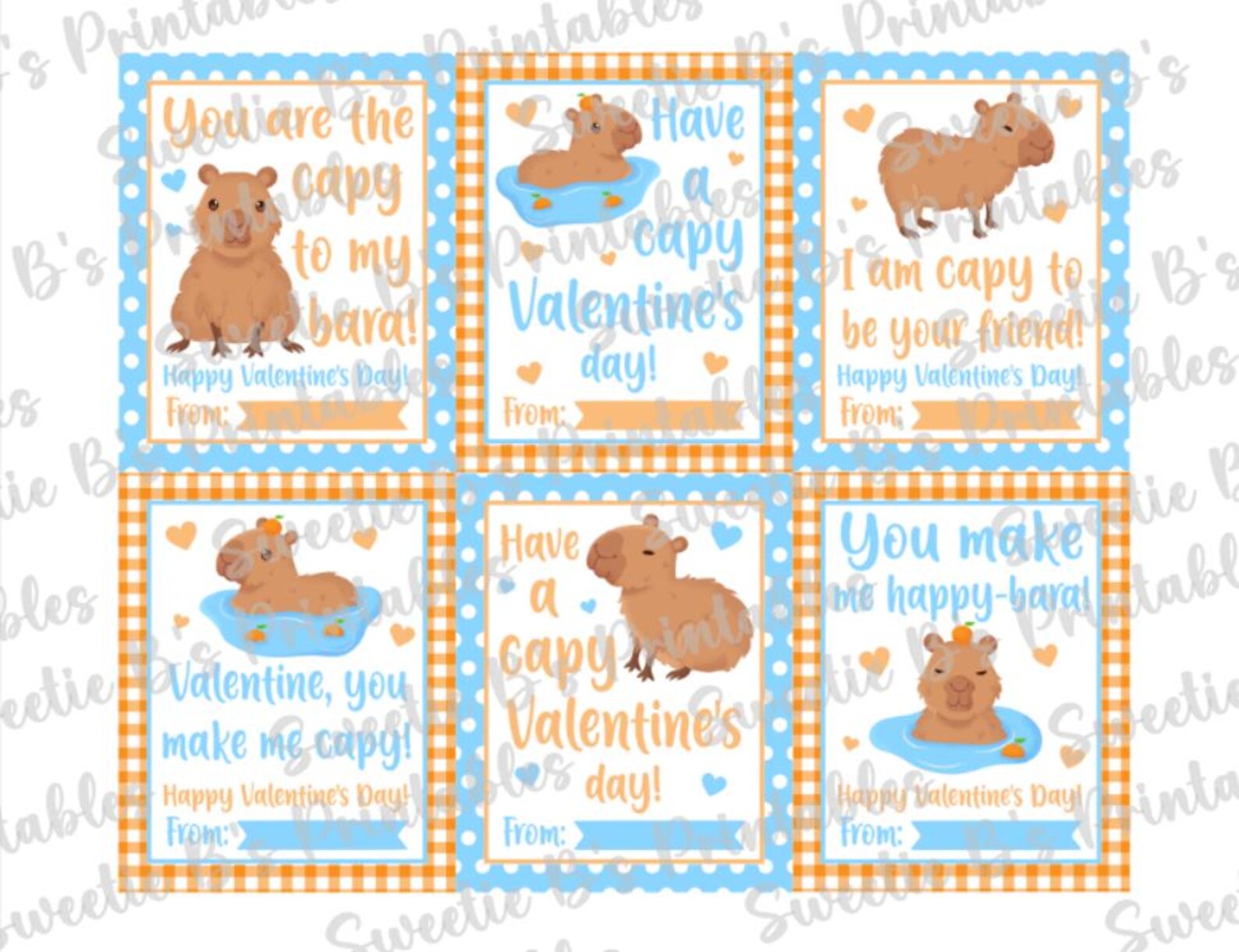INSTANT DOWNLOAD - Capybara Valentine Card Printable - Kids Printable ...