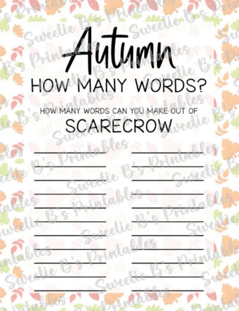 INSTANT DOWNLOAD Autumn Activity Sheet Printable Autumn Game - Etsy