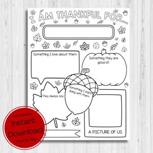 INSTANT DOWNLOAD Thanksgiving Gratitude Coloring Sheet - Friendsgiving ...