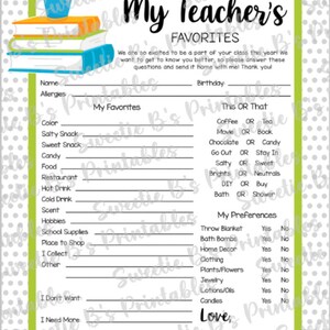 INSTANT DOWNLOAD - Teacher Appreciation Survey Printable - Teacher ...