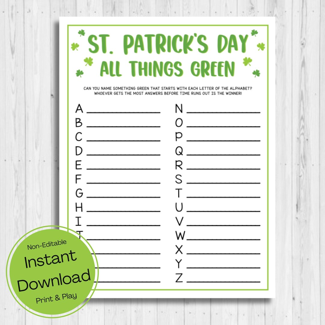 INSTANT DOWNLOAD St Patrick's Day ABC Game Printable - St Paddy's Day ...