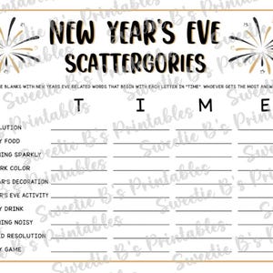 INSTANT DOWNLOAD New Year's Eve Scattergories Printable Game Bundle NYE ...