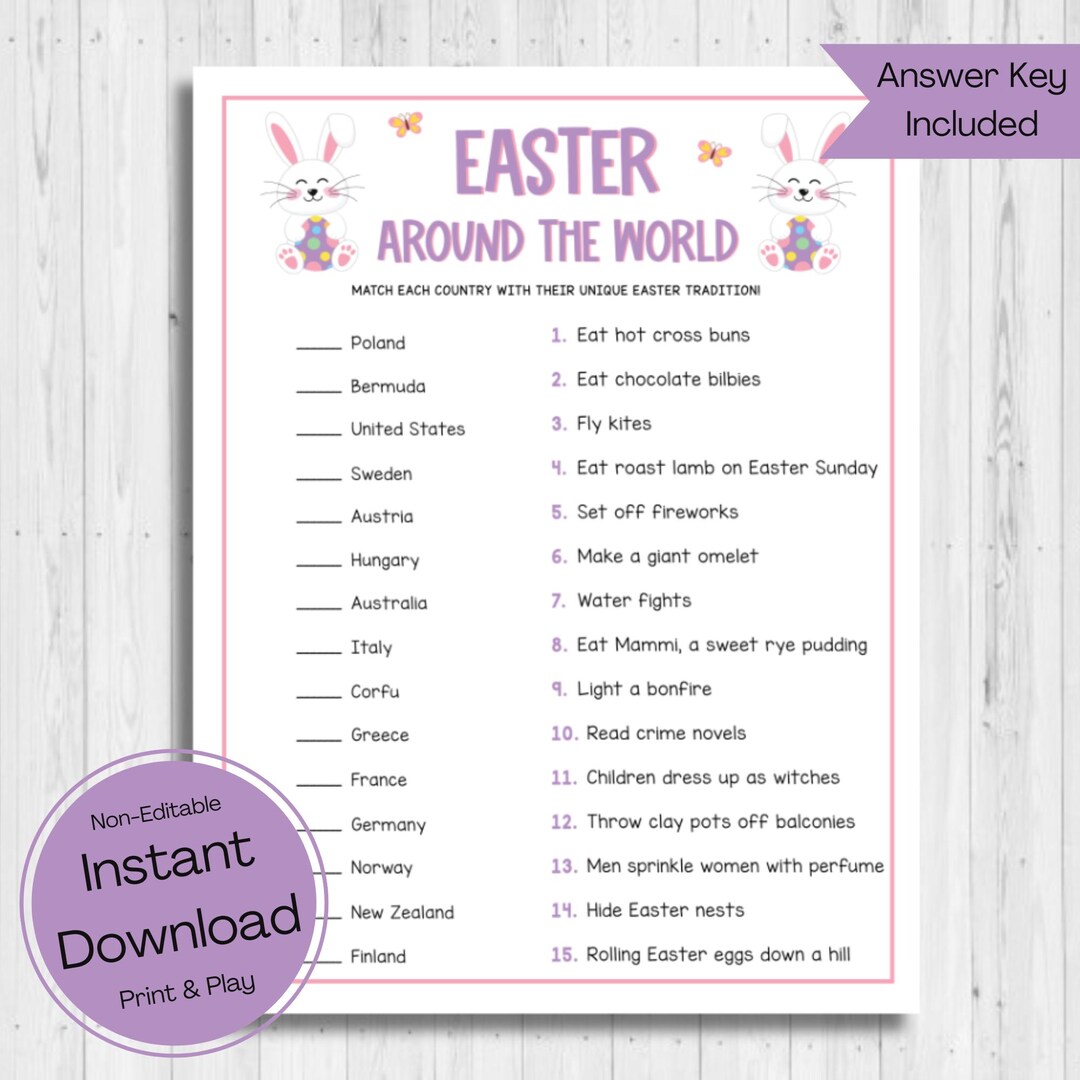 INSTANT DOWNLOAD Easter Around the World Trivia Game Printable - Easter ...