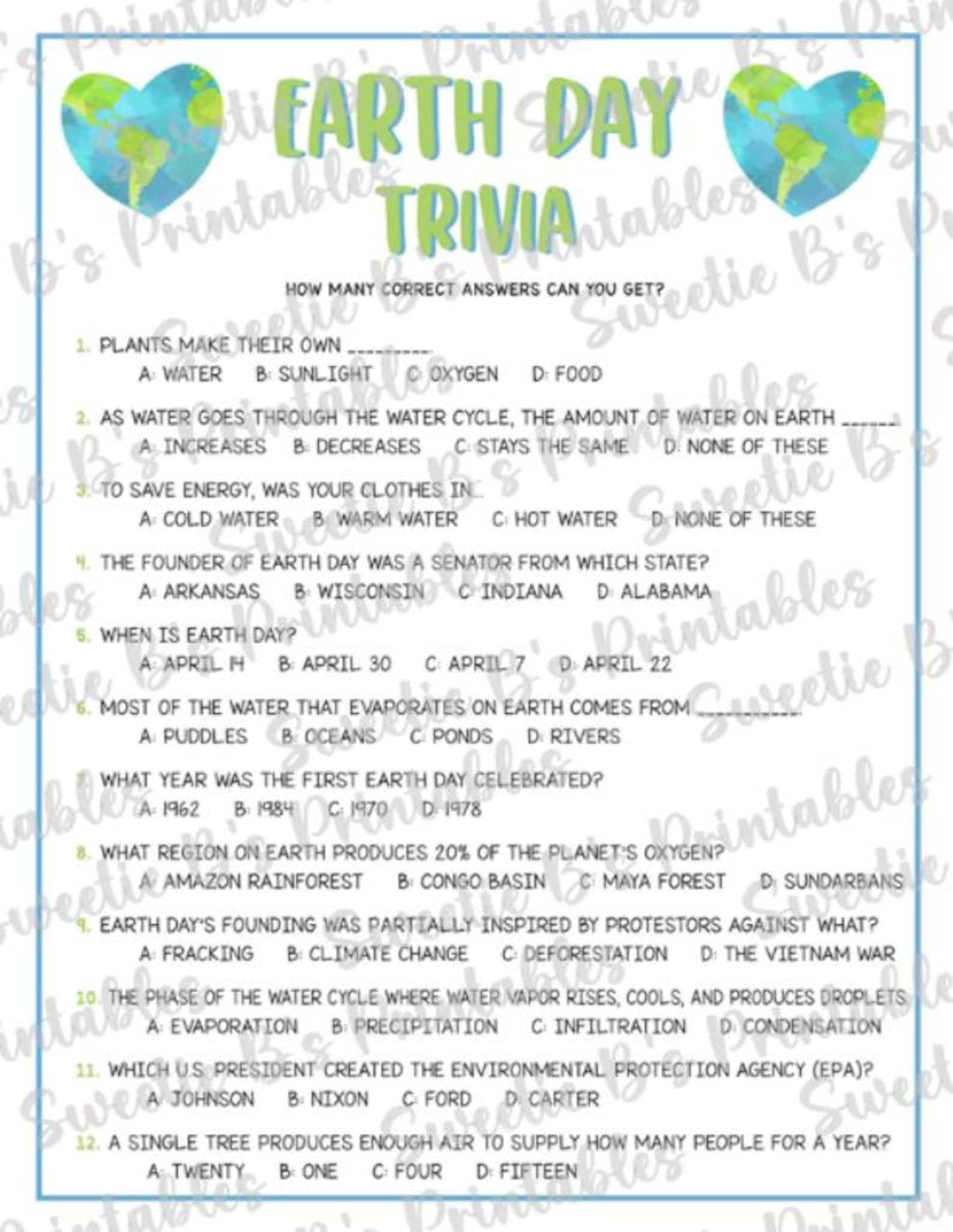 INSTANT DOWNLOAD Earth Day Fact or Fiction Game Printable - Earth Day ...