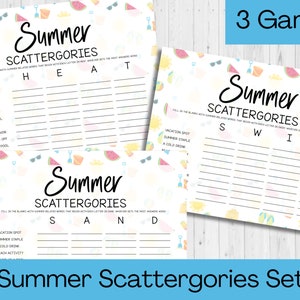INSTANT DOWNLOAD Summer Scattergories Printable Game - Summer Game ...
